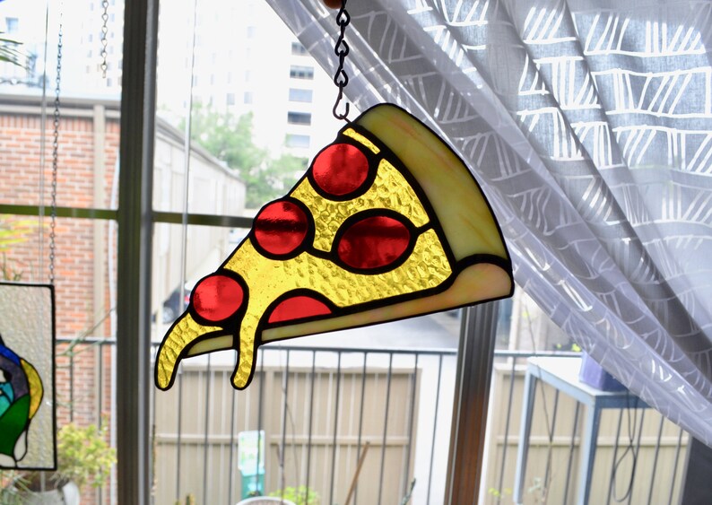 Stained-Glass Pepperoni Pizza Sun-catcherMADE TO ORDER | Etsy