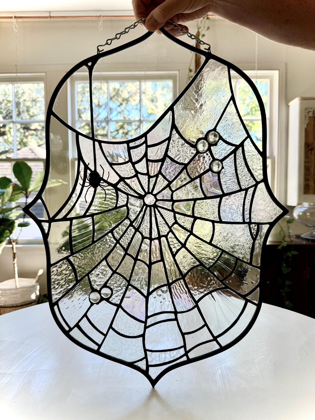 Stained Glass Spider Web Sun-catcher - Etsy