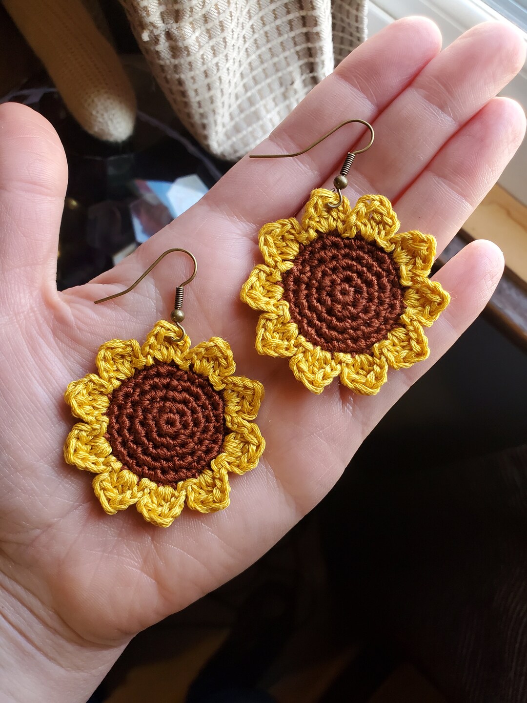 Crochet Sunflower Earrings Pattern - Etsy