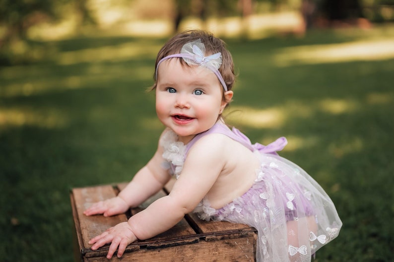 Butterflies Sitter Romper, Purple One Year, Cake Smash Sitter Lace ...