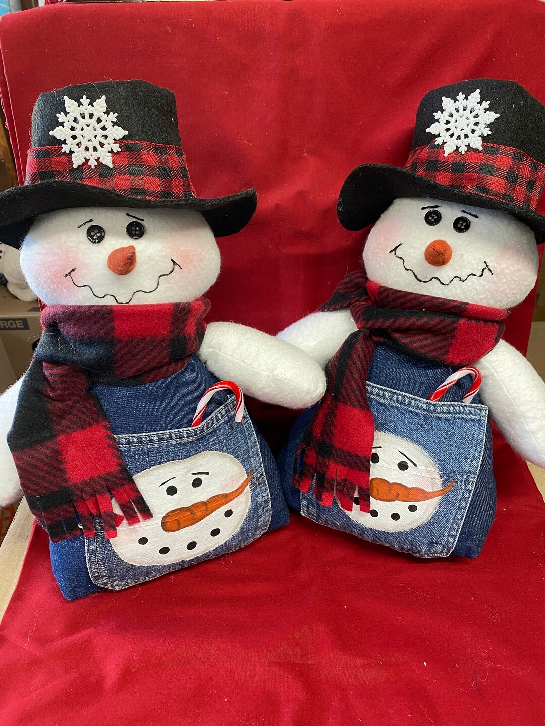 Snowman Doll With Painted Jean Pocket - Etsy