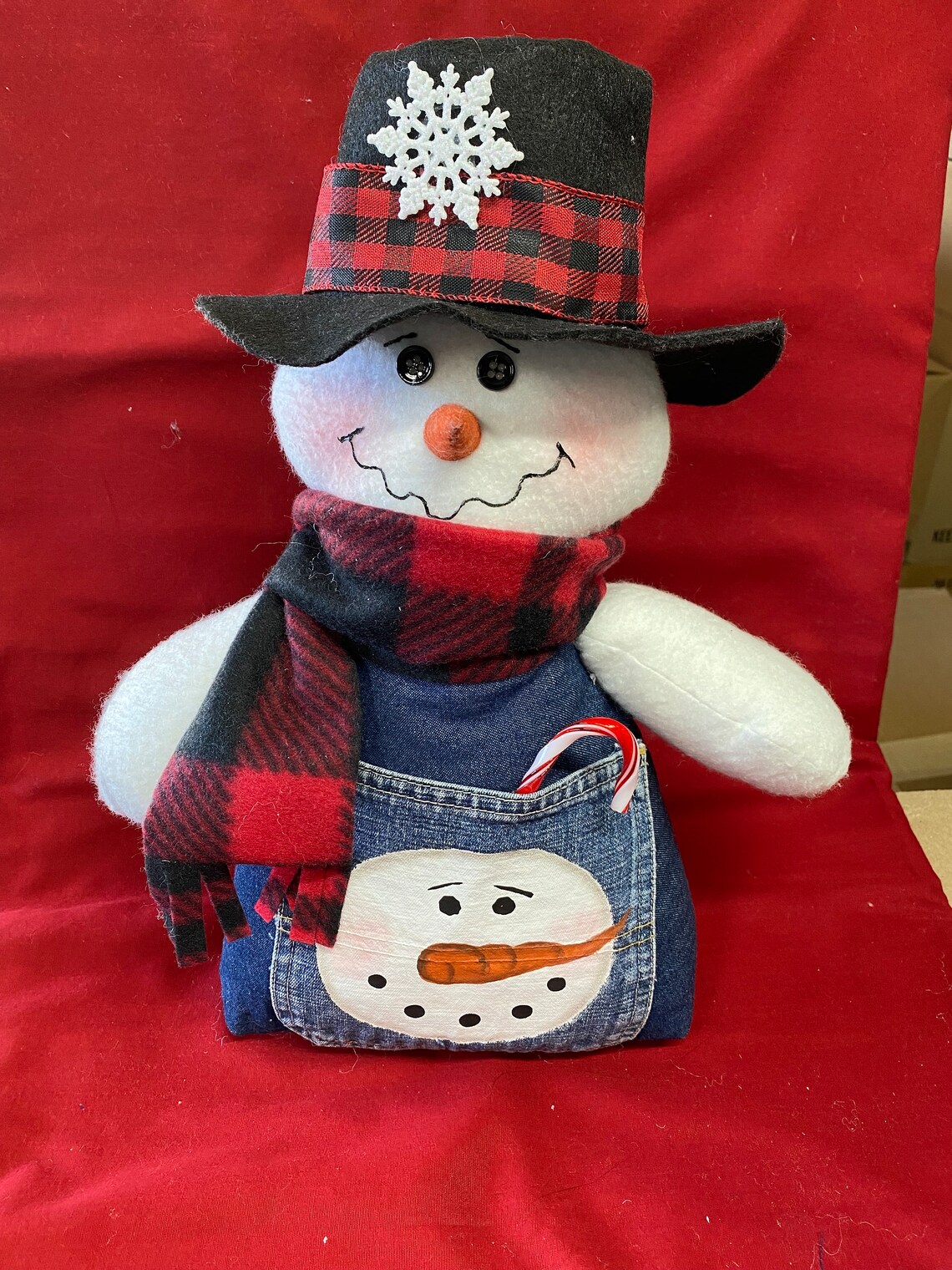 Snowman Doll With Painted Jean Pocket - Etsy