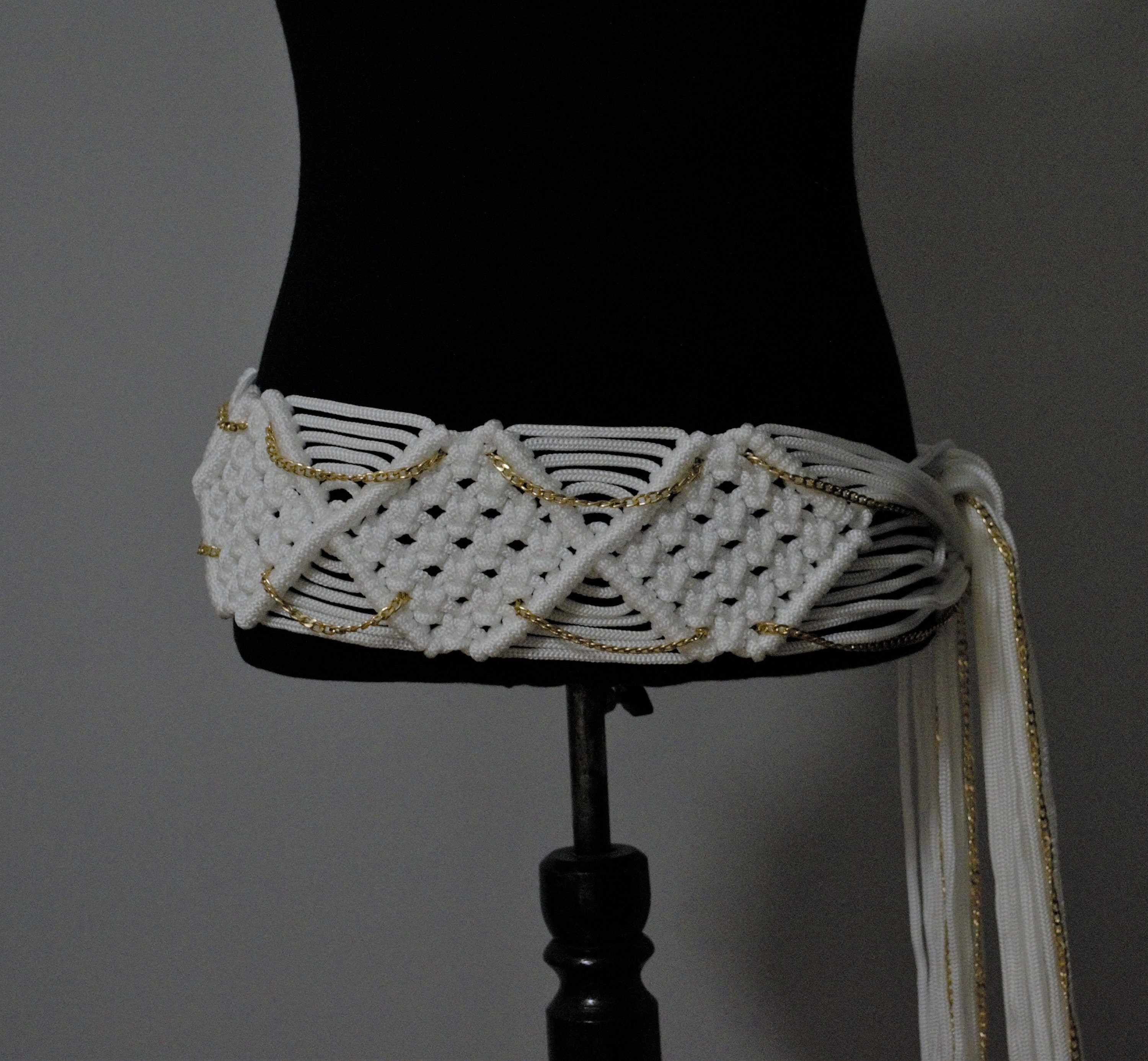 Elvis Style White Macrame Belt Macrame Fringe Belt Macrame - Etsy UK