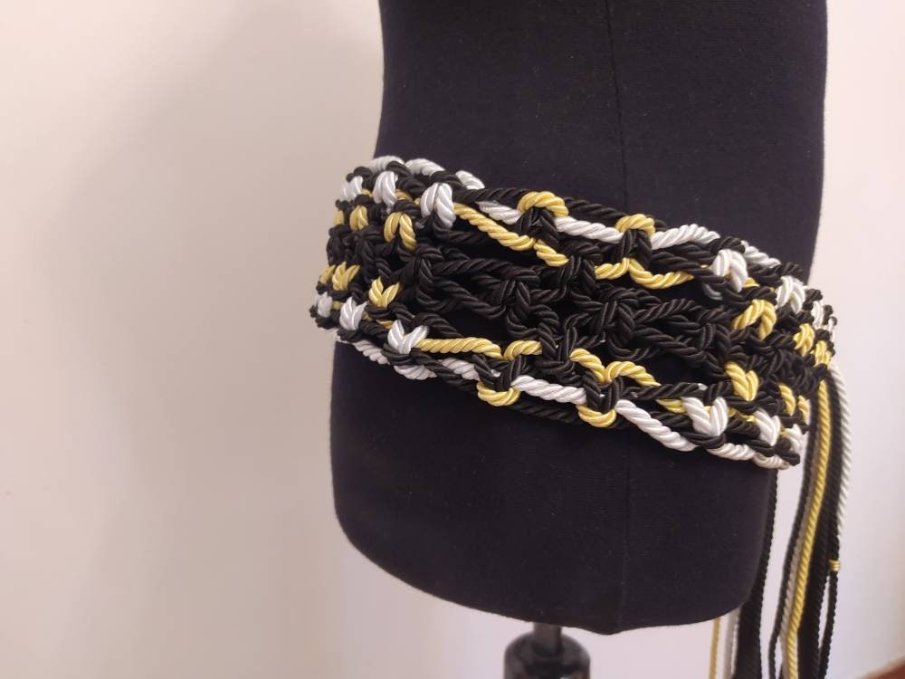 Gold Tapestry Macrame Belt, Elvis Style Macrame Belt, Macrame Fringe ...