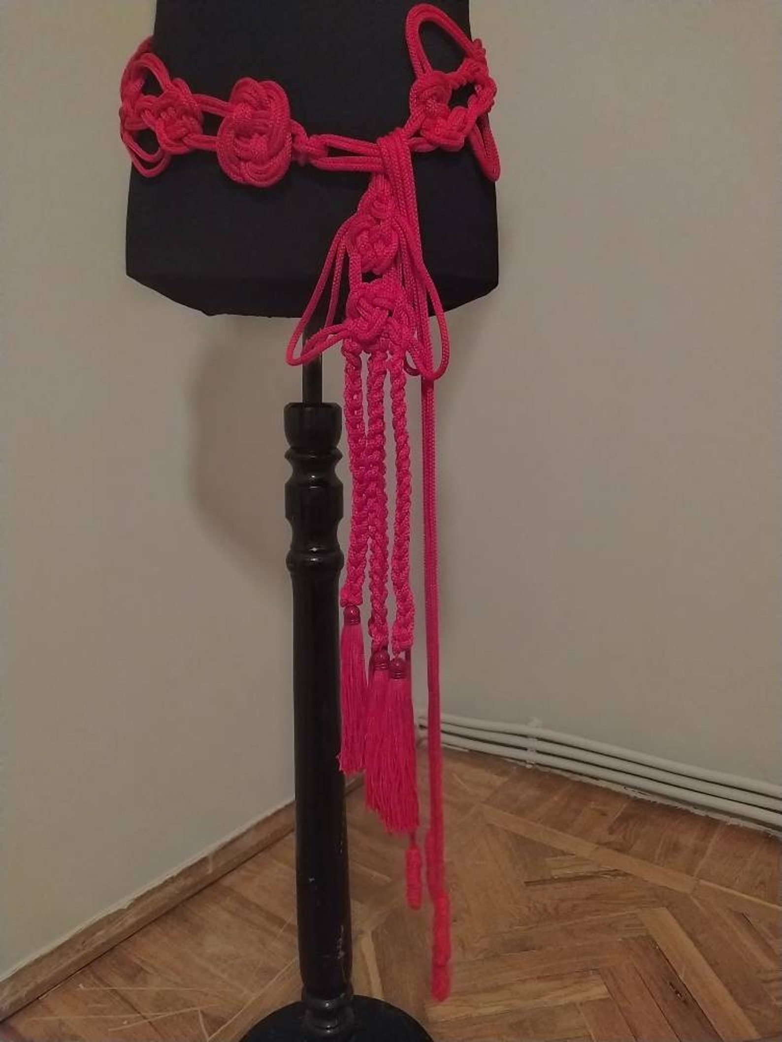 Red Macrame Belt Elvis Lucky Belt Red Tassel Belt Elvis | Etsy