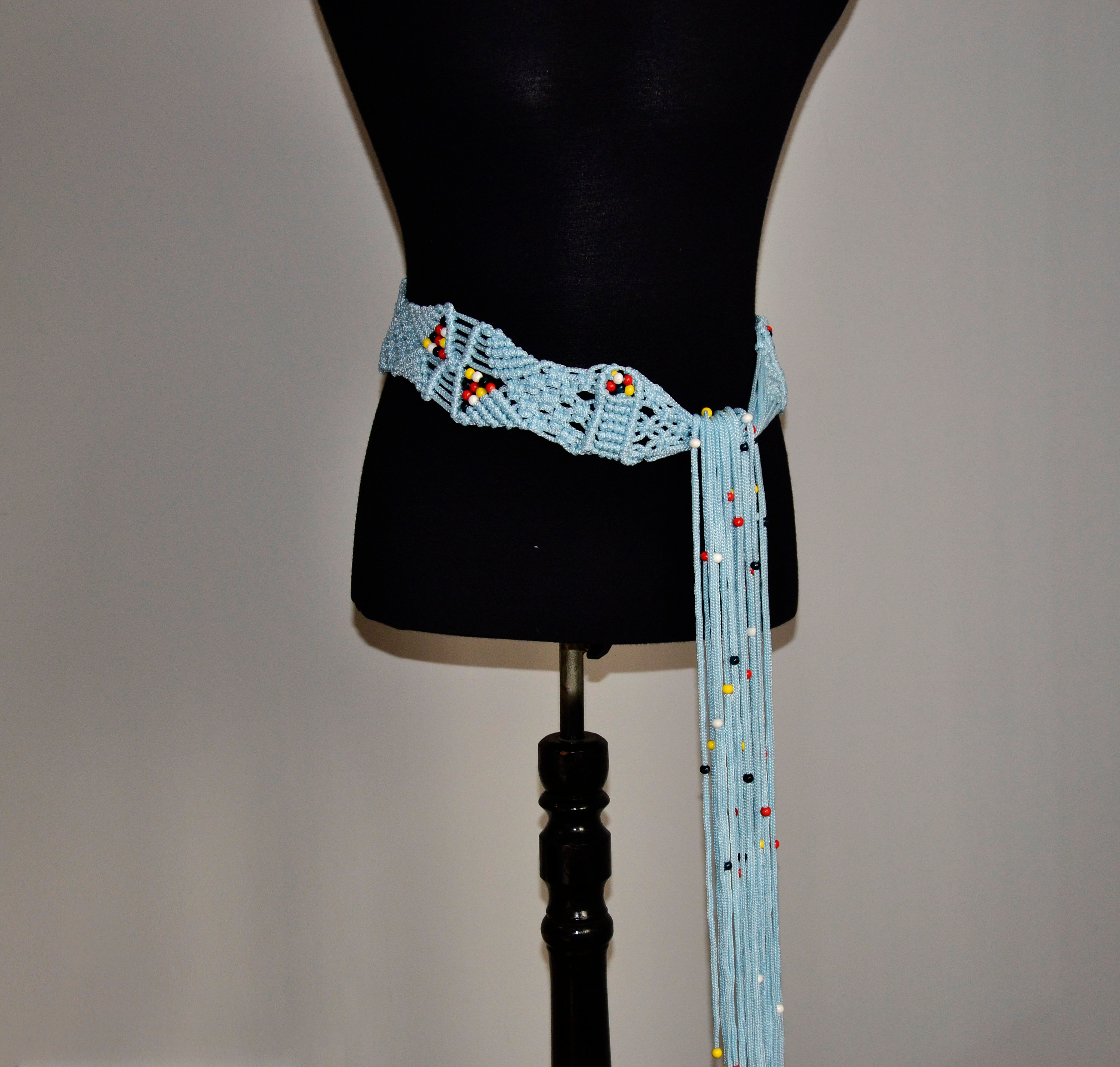 Blue Macrame Belt Elvis Style Macrame Belt Beaded Belt - Etsy