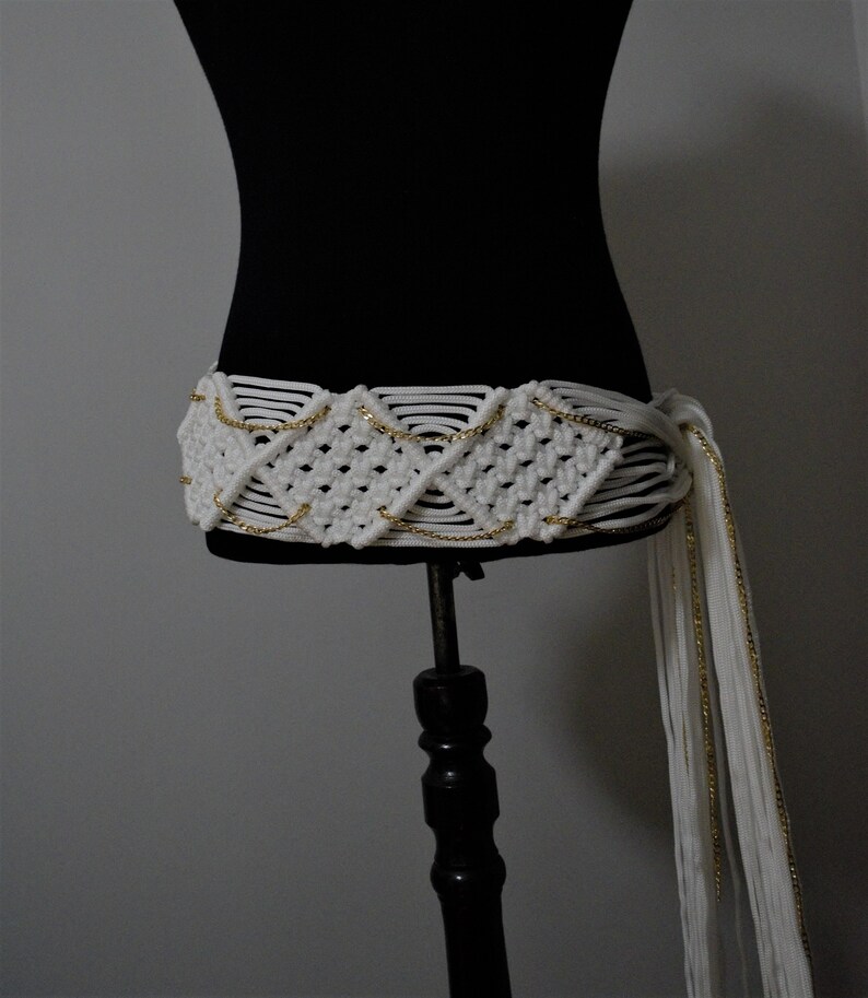 Elvis Style White Macrame Belt Macrame Fringe Belt Macrame - Etsy
