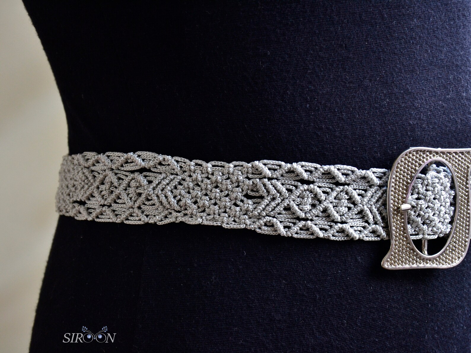 Macrame Woven Silver Buckle Belt Macrame Belt Ventage Style - Etsy Israel