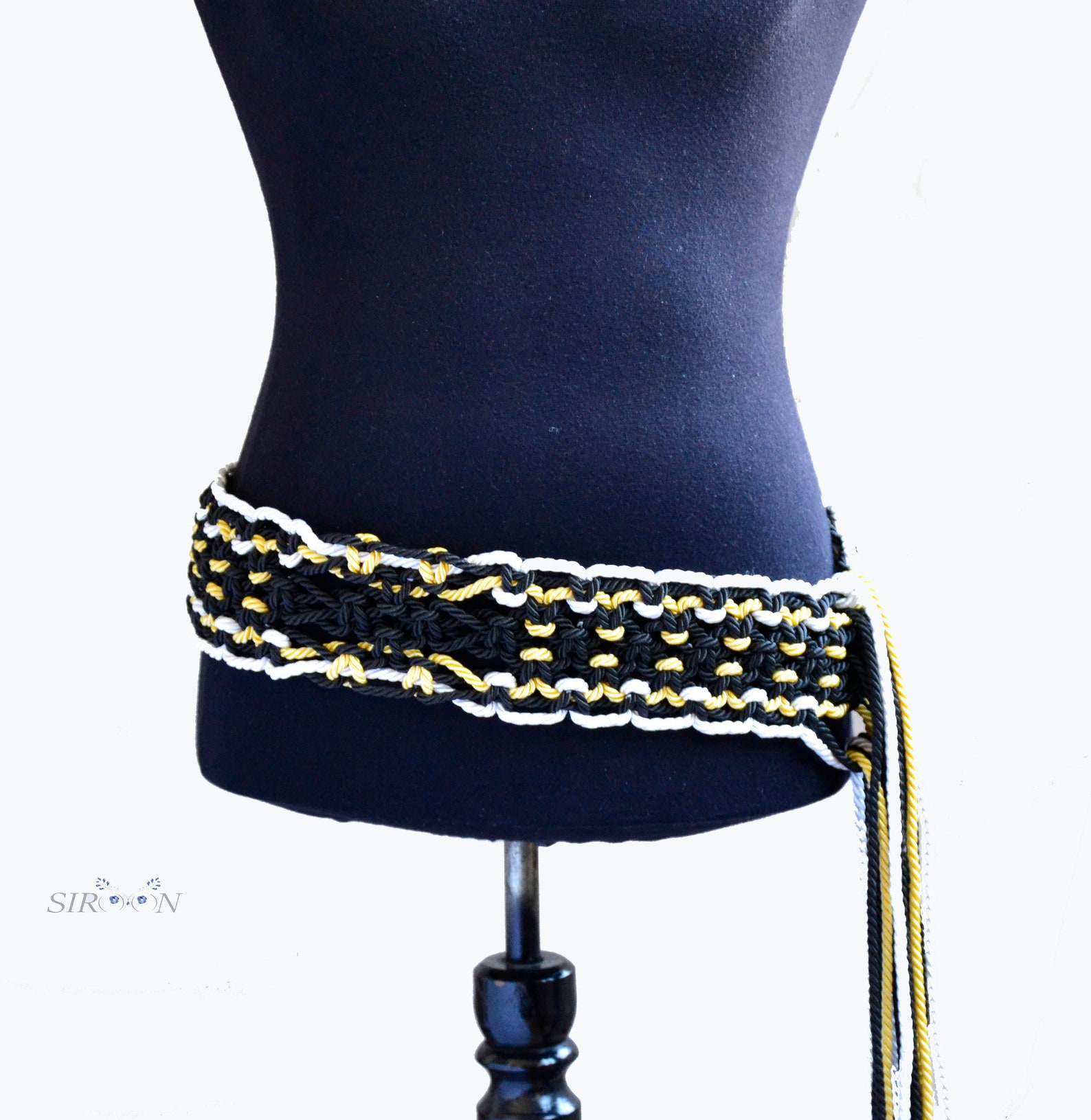 Gold Tapestry Macrame Belt, Elvis Style Macrame Belt, Macrame Fringe ...