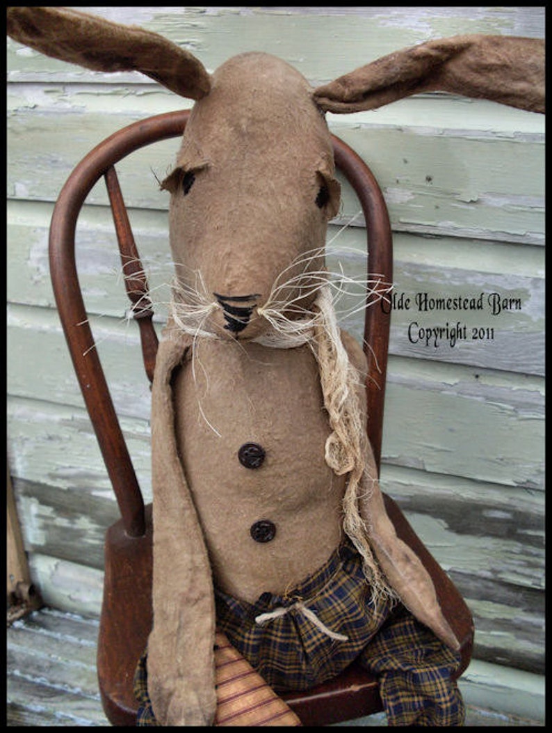 Primitive Bunny With a Heart PATTERN - Etsy