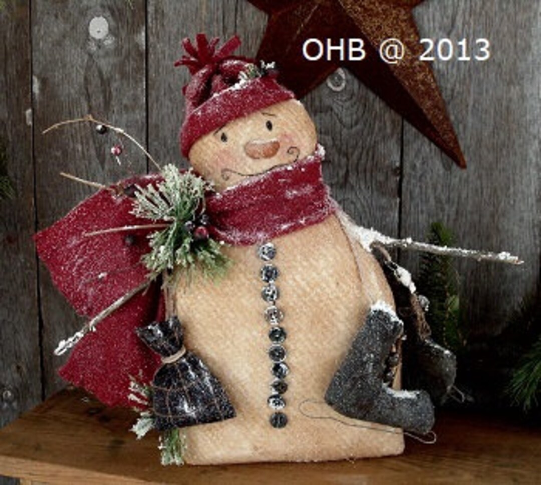 Primitive Snowman off to Skate EPATTERN - Etsy