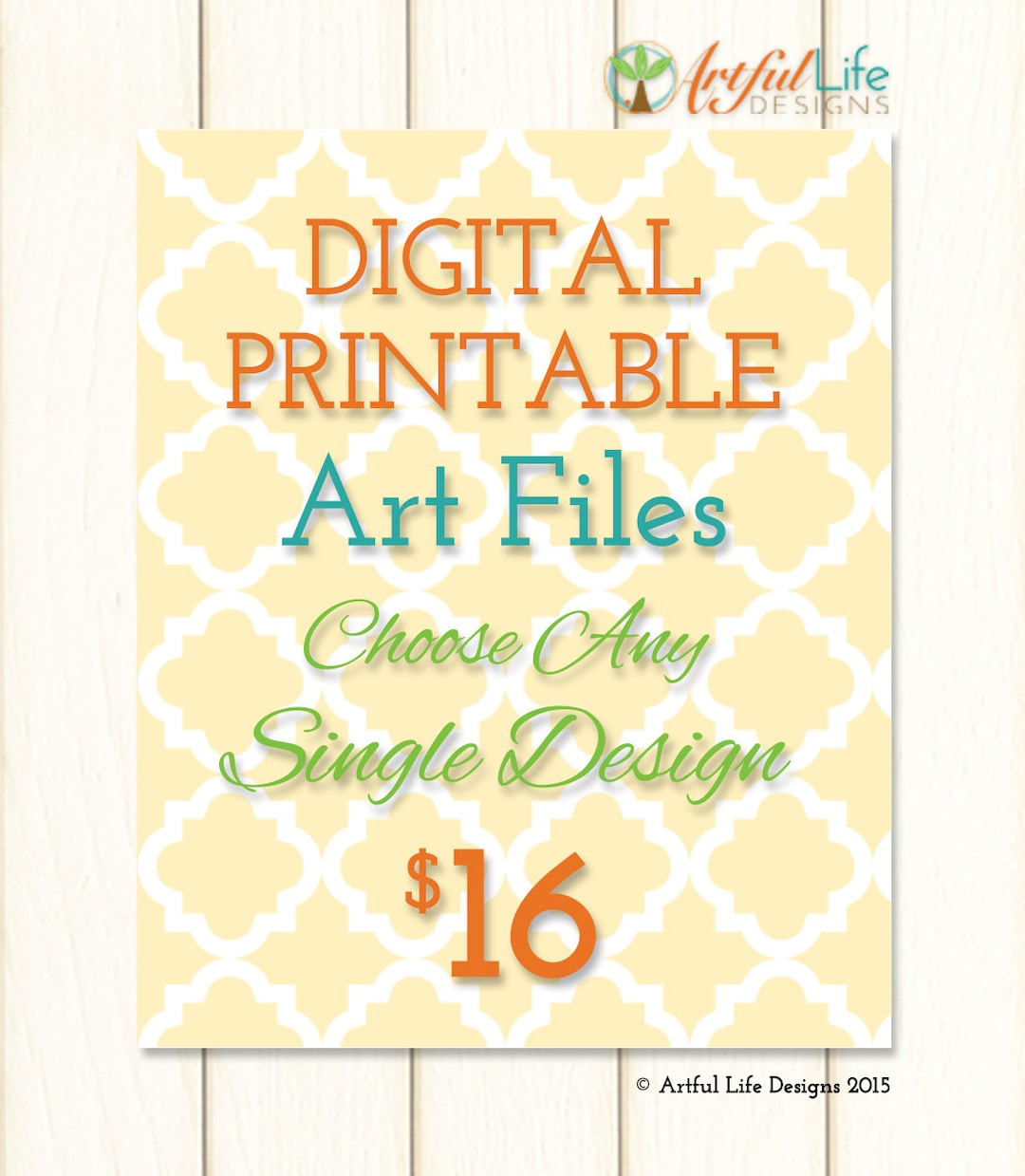 Digital Printable Art Files, Choose Any Single Design, Custom Colors ...