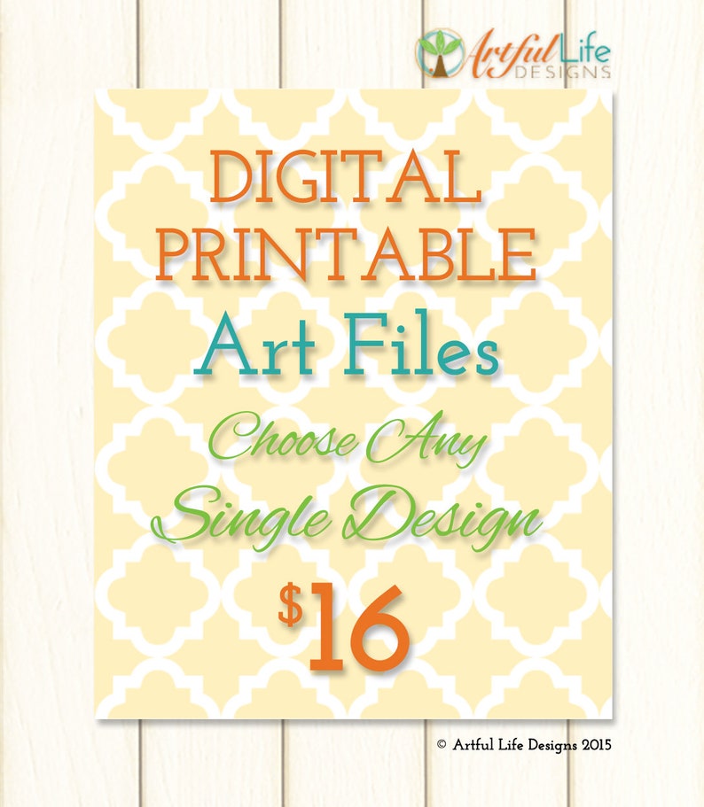 Digital Printable Art Files Choose Any Single Design Custom - Etsy