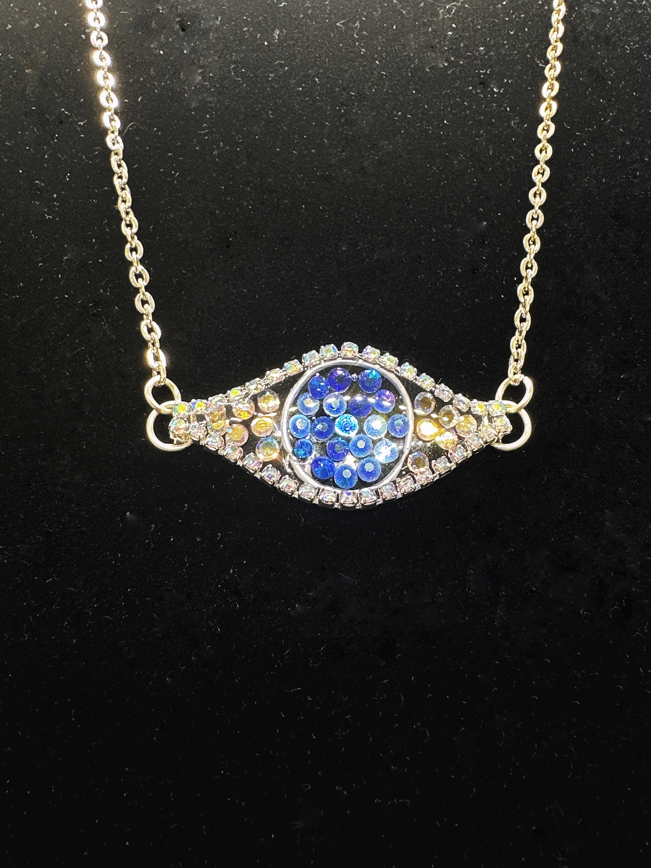 Rhinestone Evil Eye Necklace: Handmade Resin Protection Amulet - Etsy