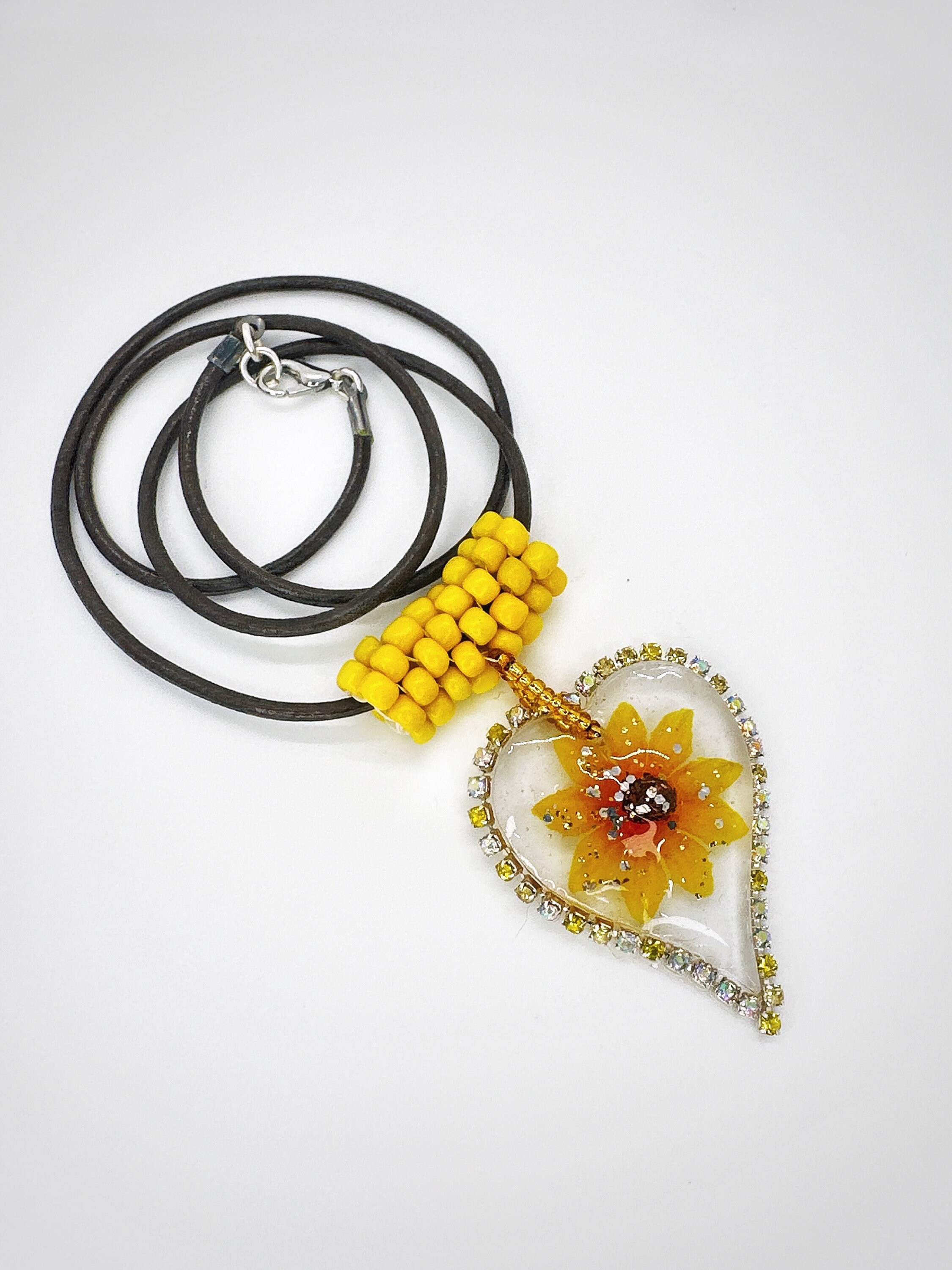Heart of Ukraine Jewelry, Sunflower Necklace, Stand With Ukraine, Blue ...