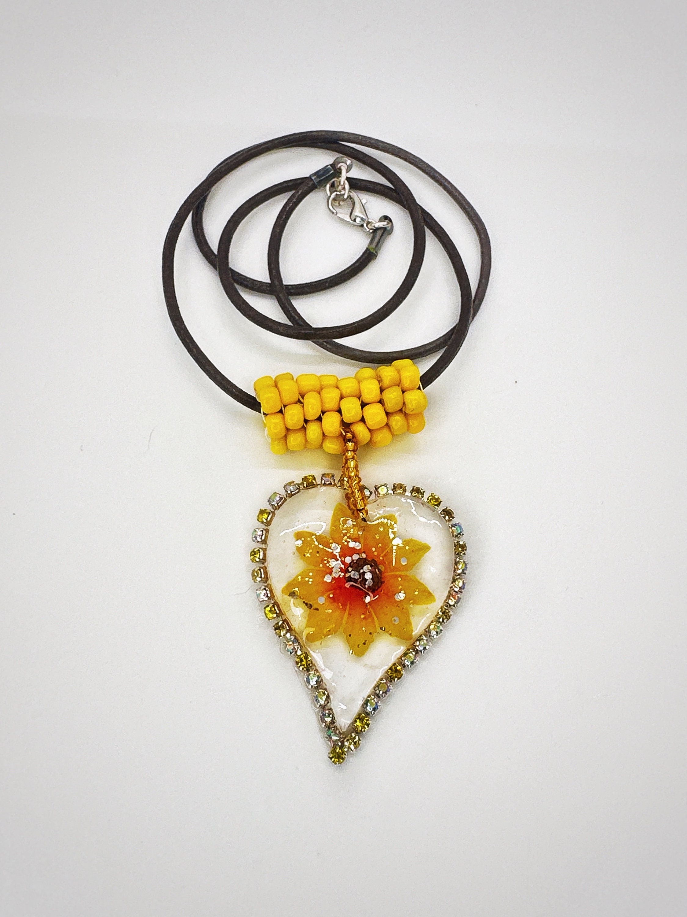 Heart of Ukraine Jewelry, Sunflower Necklace, Stand With Ukraine, Blue ...