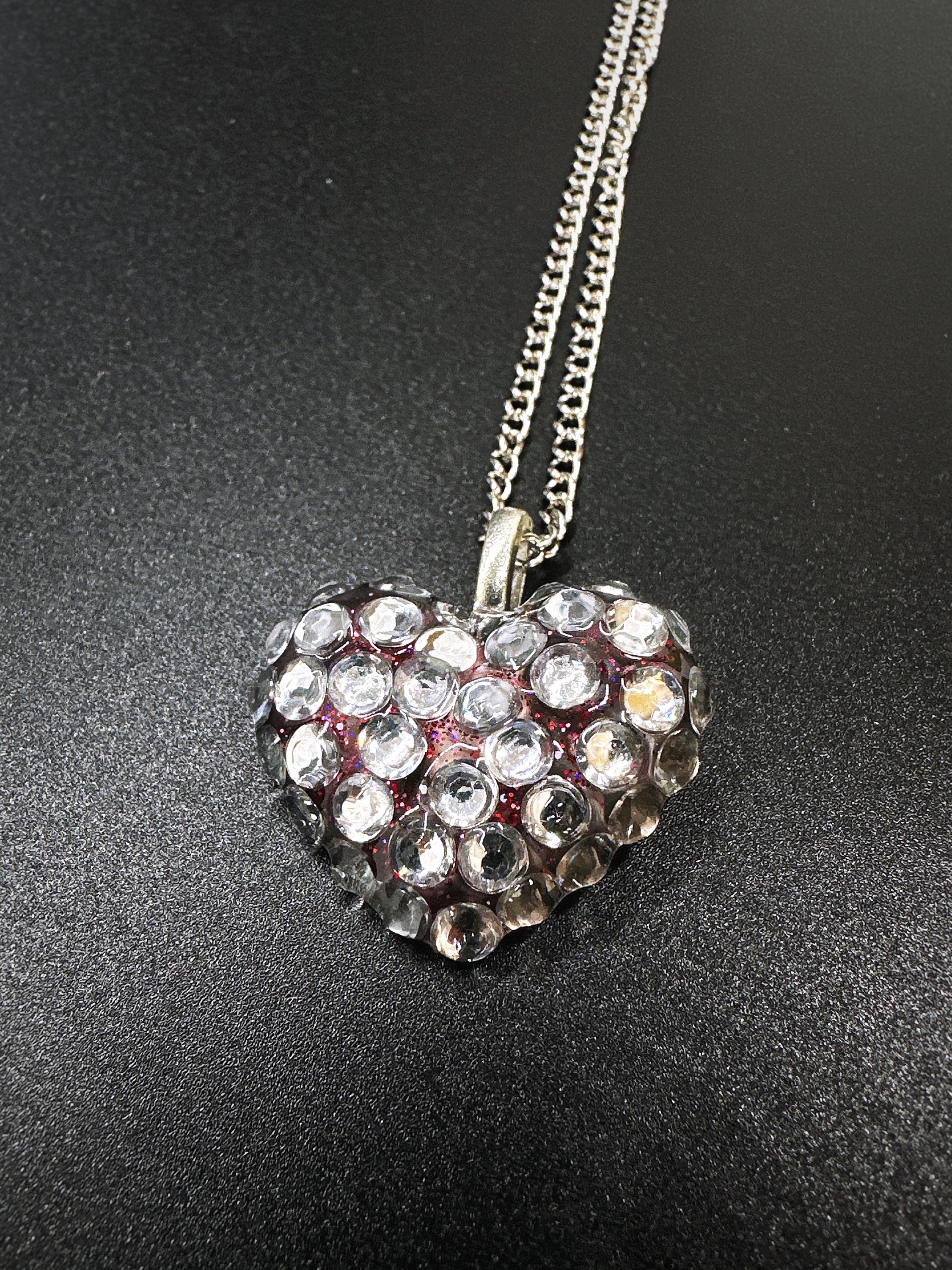 Heart Jewelry, Rhinestone Heart Necklace, Glitter Heart Pendant ...
