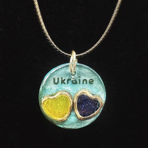 Ukraine Jewelry, Stand With Ukraine Gift, Support Ukraine, Two Hearts ...