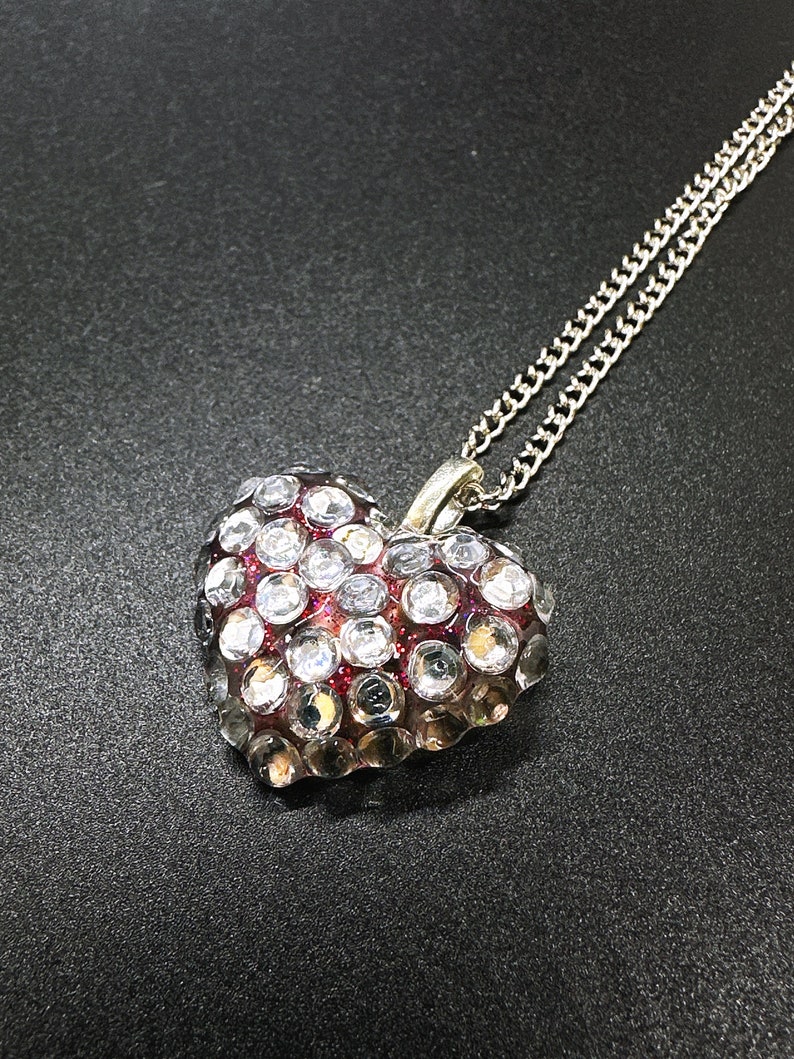 Heart Jewelry, Rhinestone Heart Necklace, Glitter Heart Pendant ...