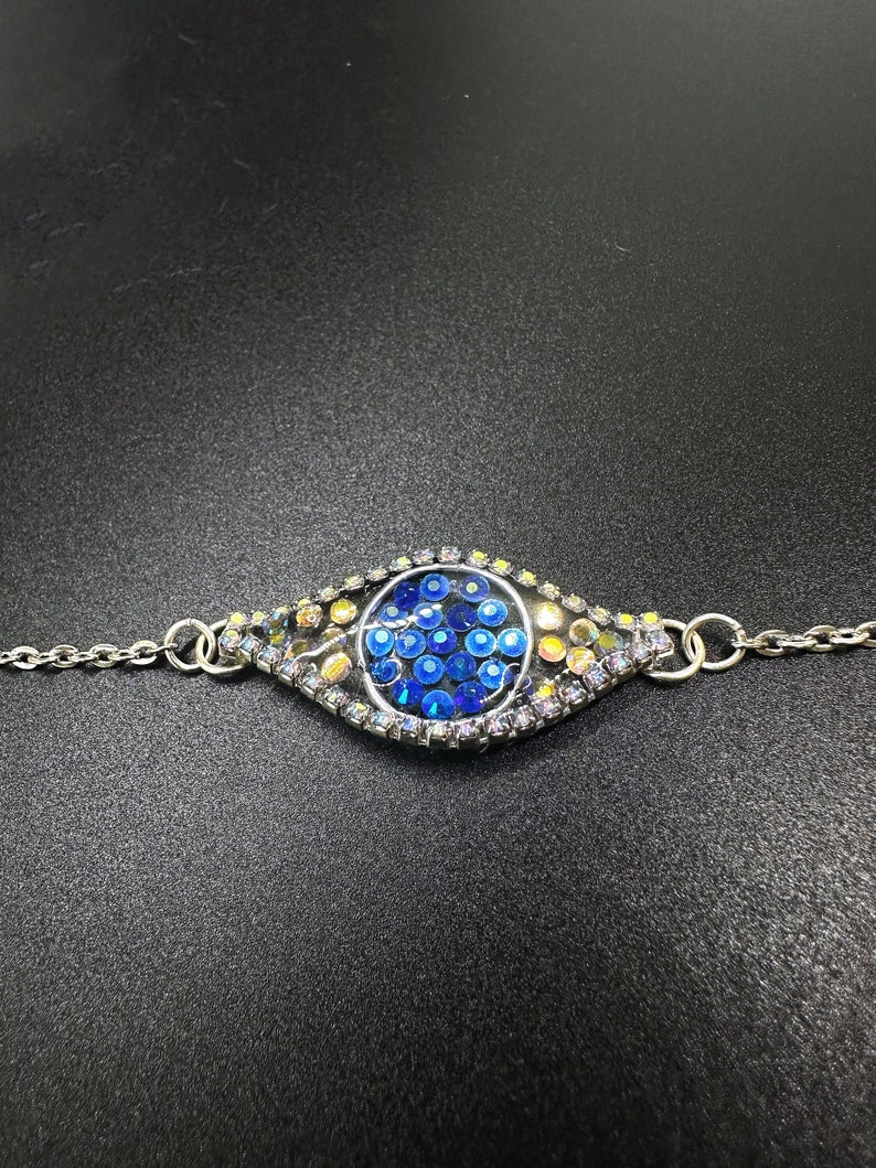 Rhinestone Evil Eye Necklace: Handmade Resin Protection Amulet - Etsy