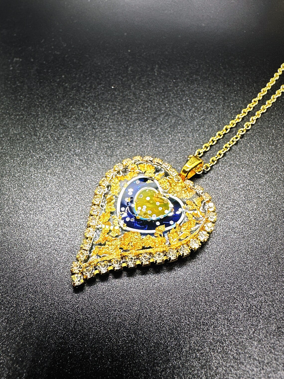 Ukraine Jewelry, Stand With Ukraine Gift, Rhinestones Heart, Heart ...