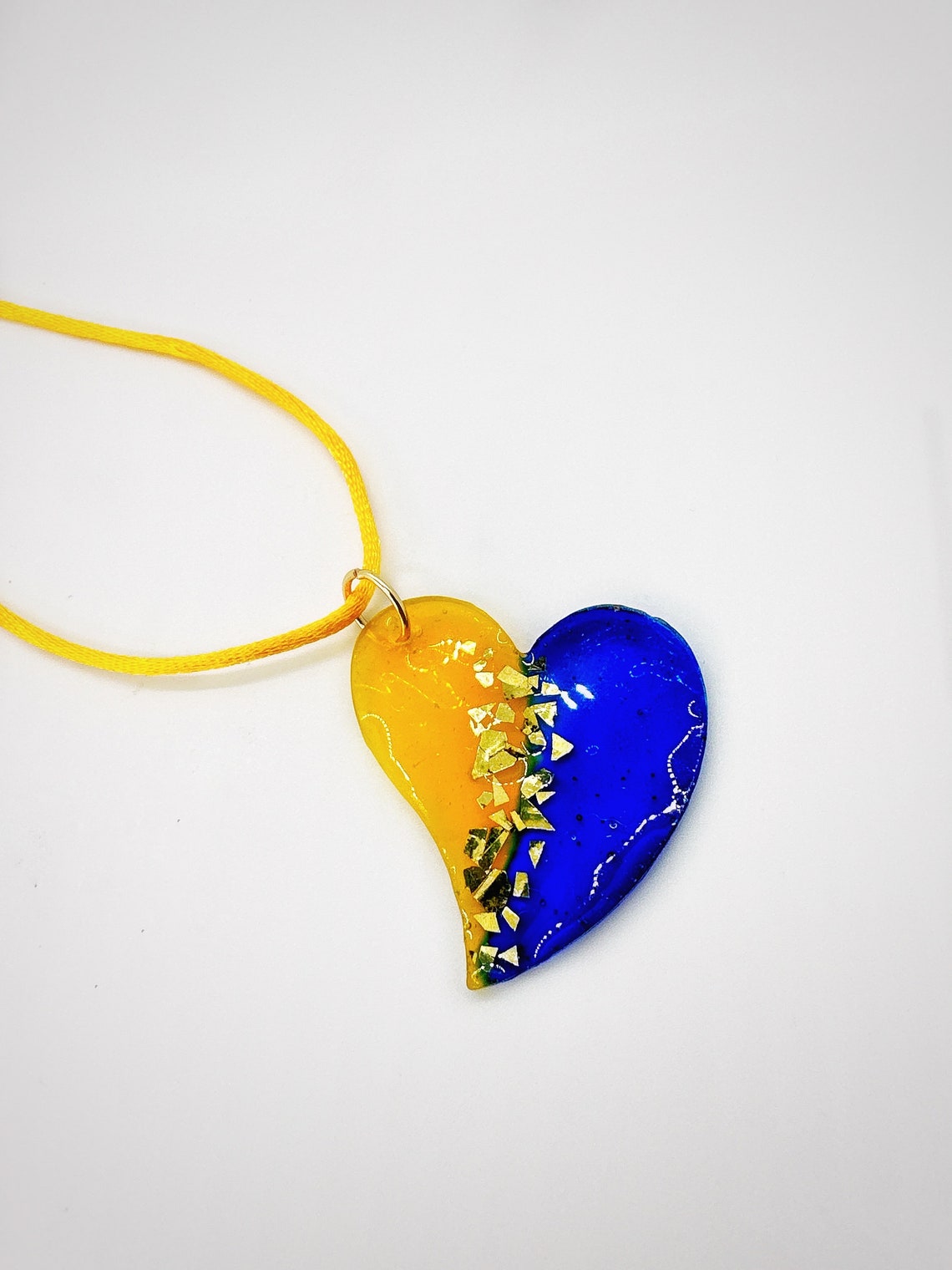 Ukraine Heart Pendant, Handmade Resin Necklace, Blue Yellow Jewelry - Etsy