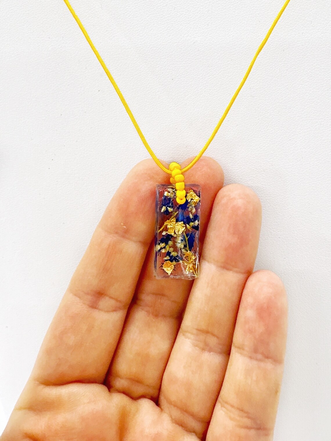 Ukraine Support Necklace, Handmade Resin Pendant, Blue Yellow Sunflower ...