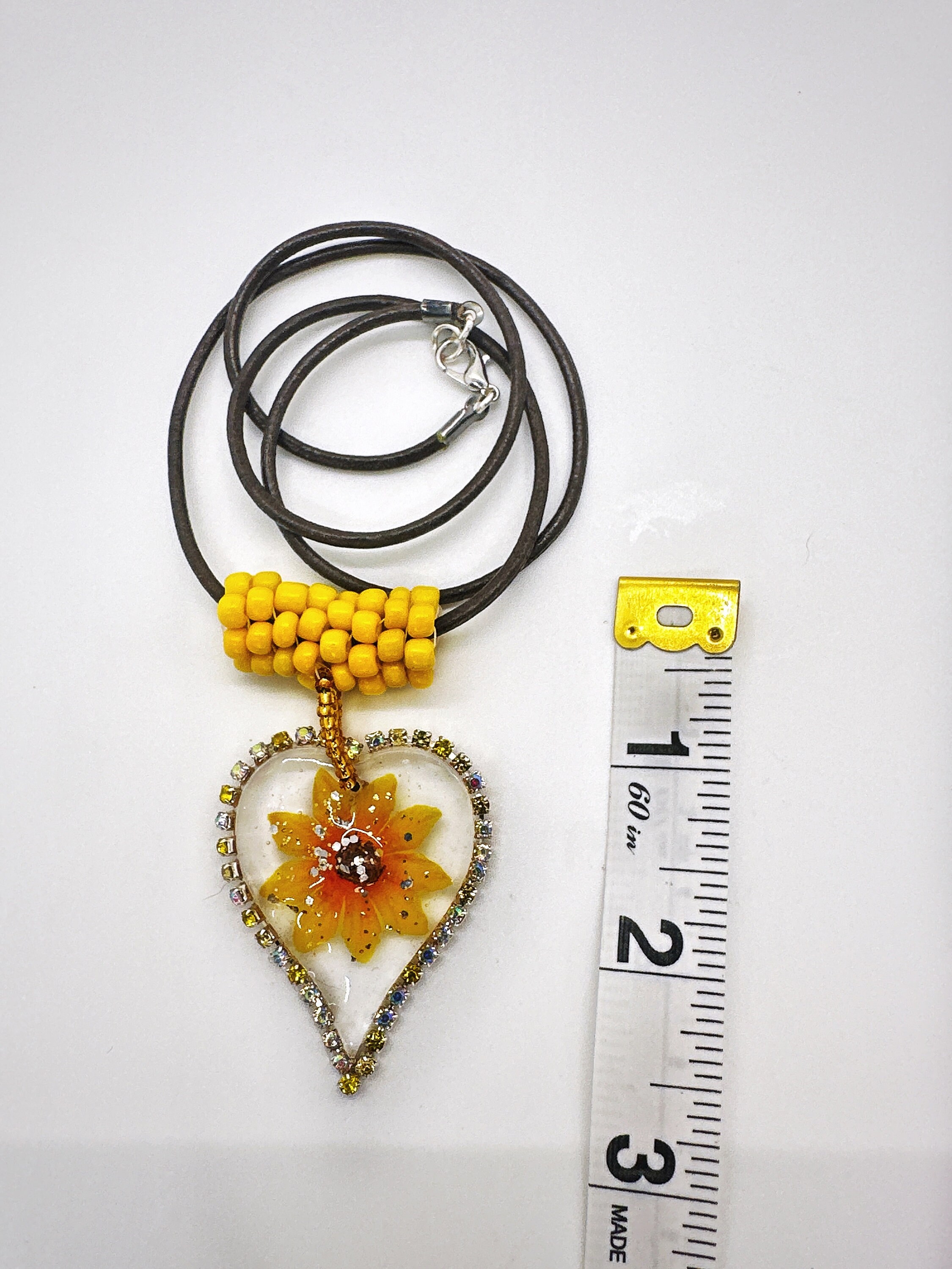 Heart of Ukraine Jewelry, Sunflower Necklace, Stand With Ukraine, Blue ...