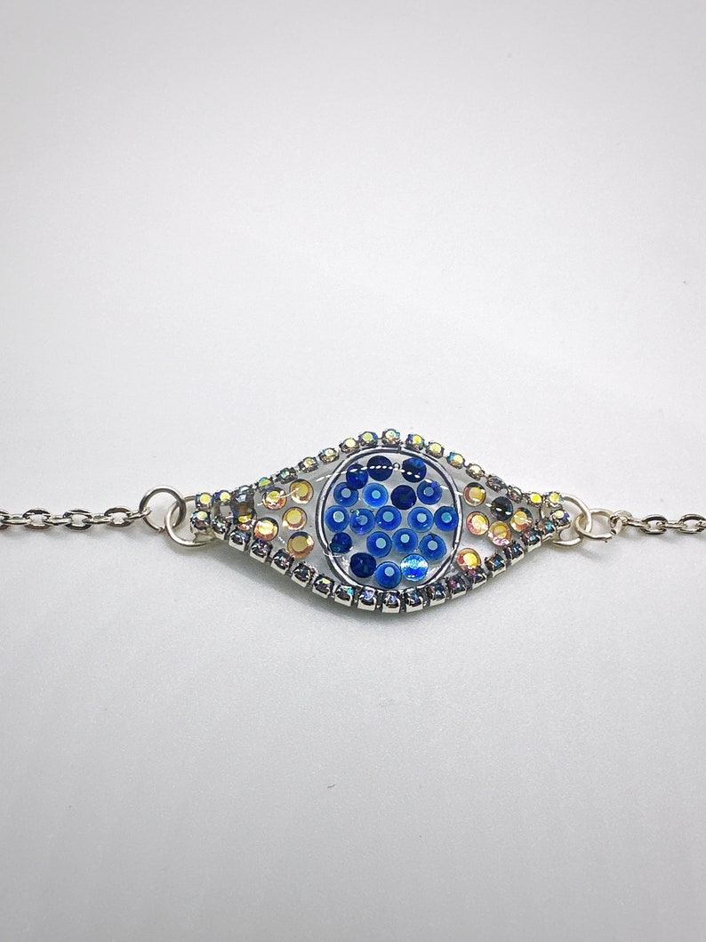 Rhinestone Evil Eye Necklace: Handmade Resin Protection Amulet - Etsy