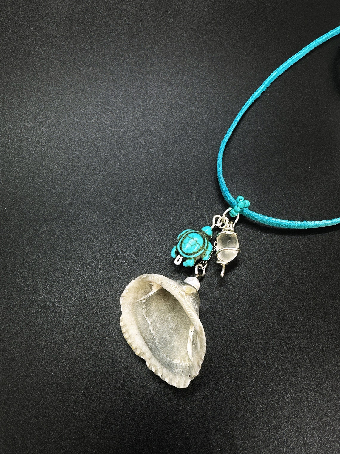 Seashell Necklace, Recycled Florida Seashells, Ocean Pendant, Sea Glass ...