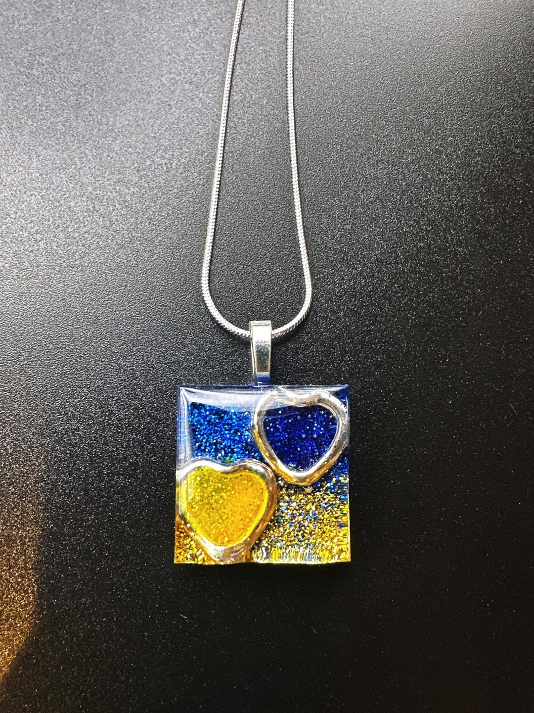 Ukraine Jewelry, Stand With Ukraine Gift, Support Ukraine, Two Hearts ...