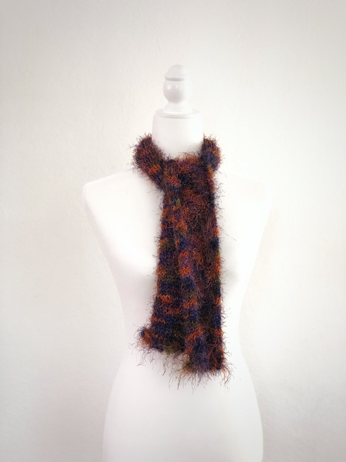 SALE Fuzzy Scarf Knit Scarf Unisex Unique Handmade Fall - Etsy