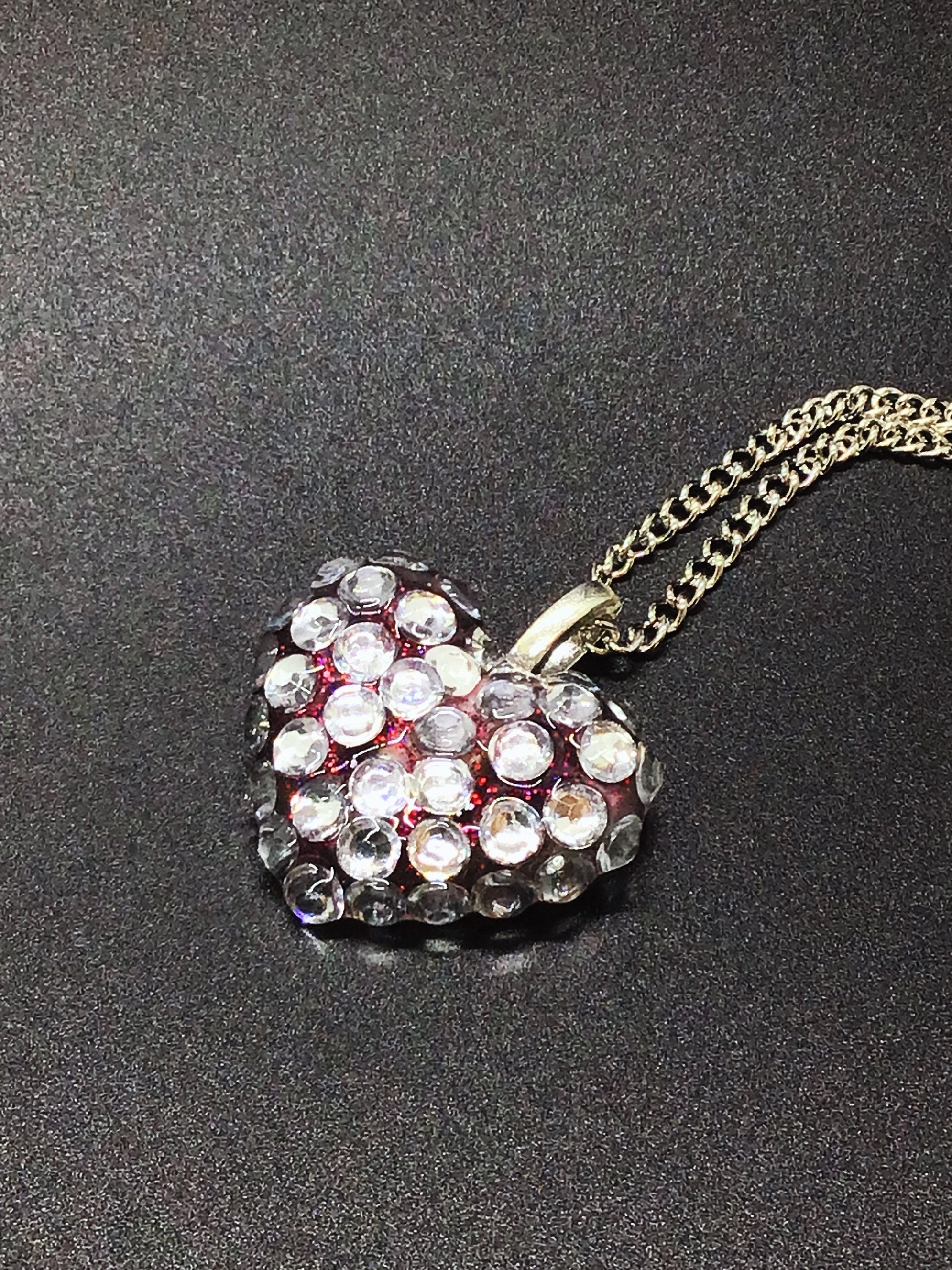 Heart Jewelry, Rhinestone Heart Necklace, Glitter Heart Pendant ...