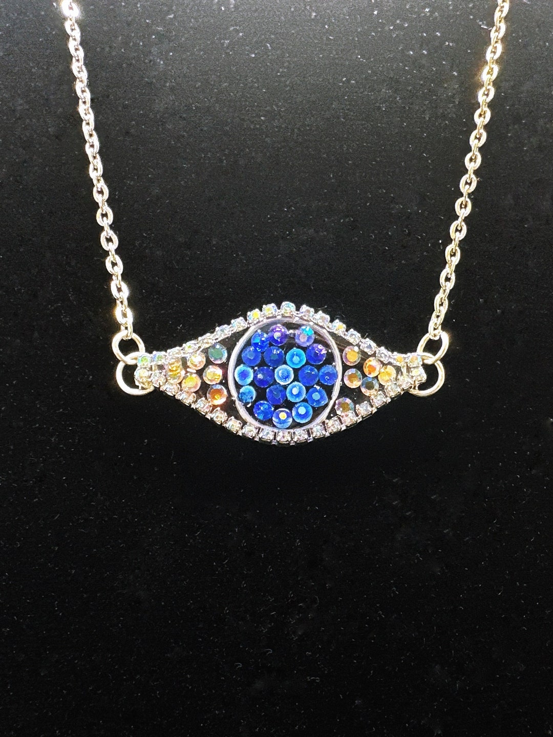 Evil Eye Jewelry, Blue Evil Eye Necklace, Evil Eye Rhinestones Pendant ...