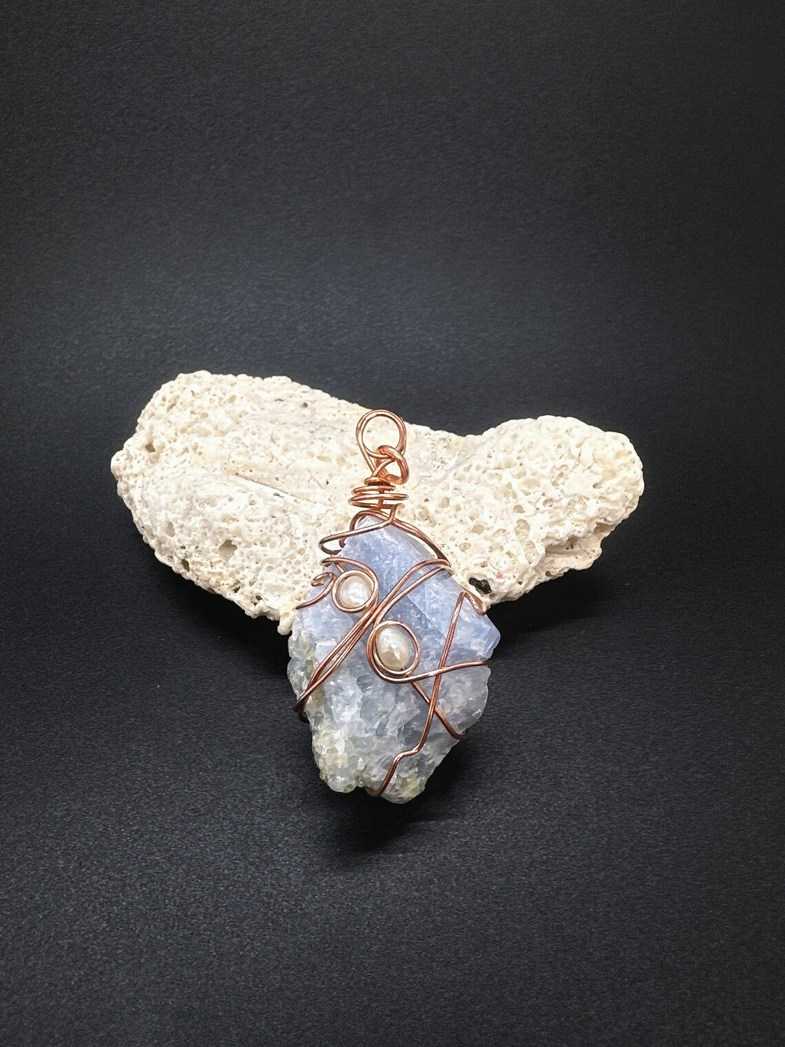 Healing Stones, Blue Calcite Pearls, Pisces Cancer Gemini Birthstone ...