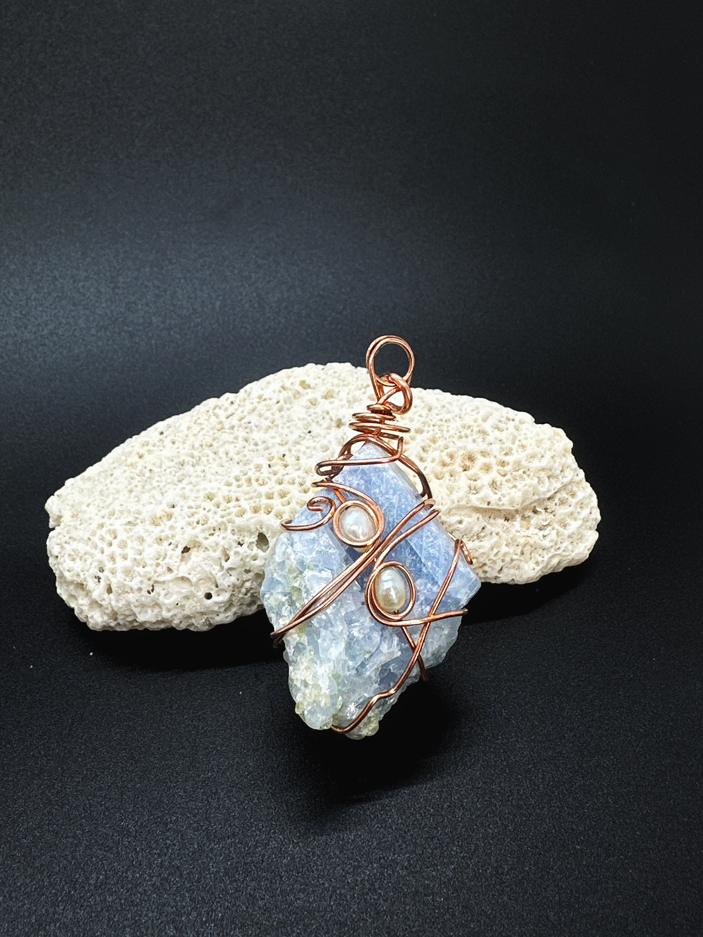 Healing Stones, Blue Calcite Pearls, Pisces Cancer Gemini Birthstone ...