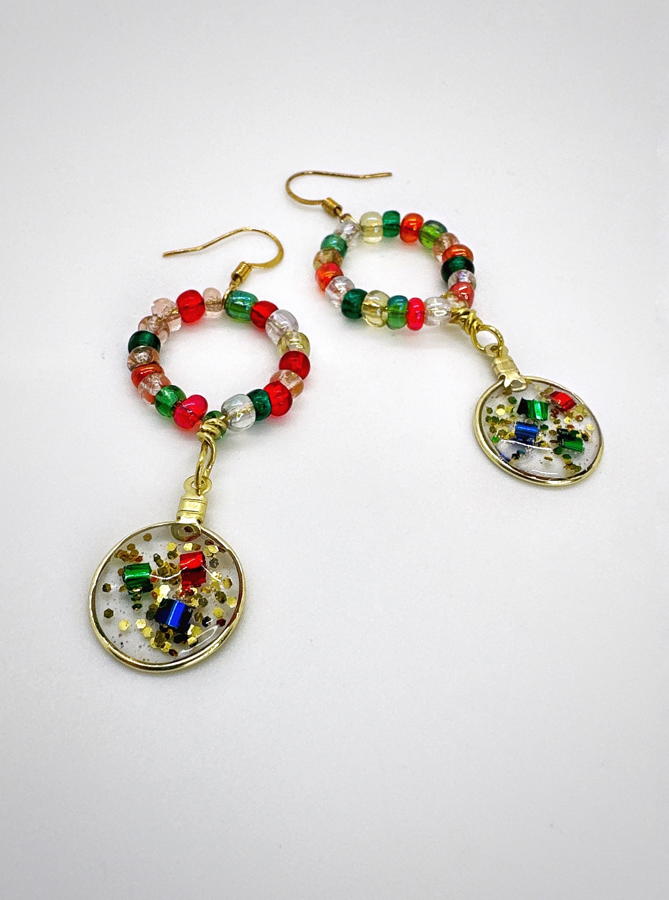 Minimalist Jewelry, Primitive Jewelry, Christmas Ball Earrings, Dangle ...