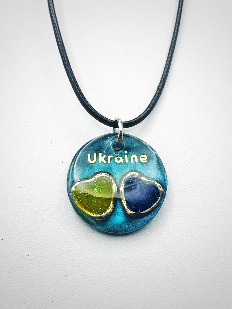 Ukraine Jewelry, Stand With Ukraine Gift, Support Ukraine, Two Hearts Necklace, Heart Pendant ...