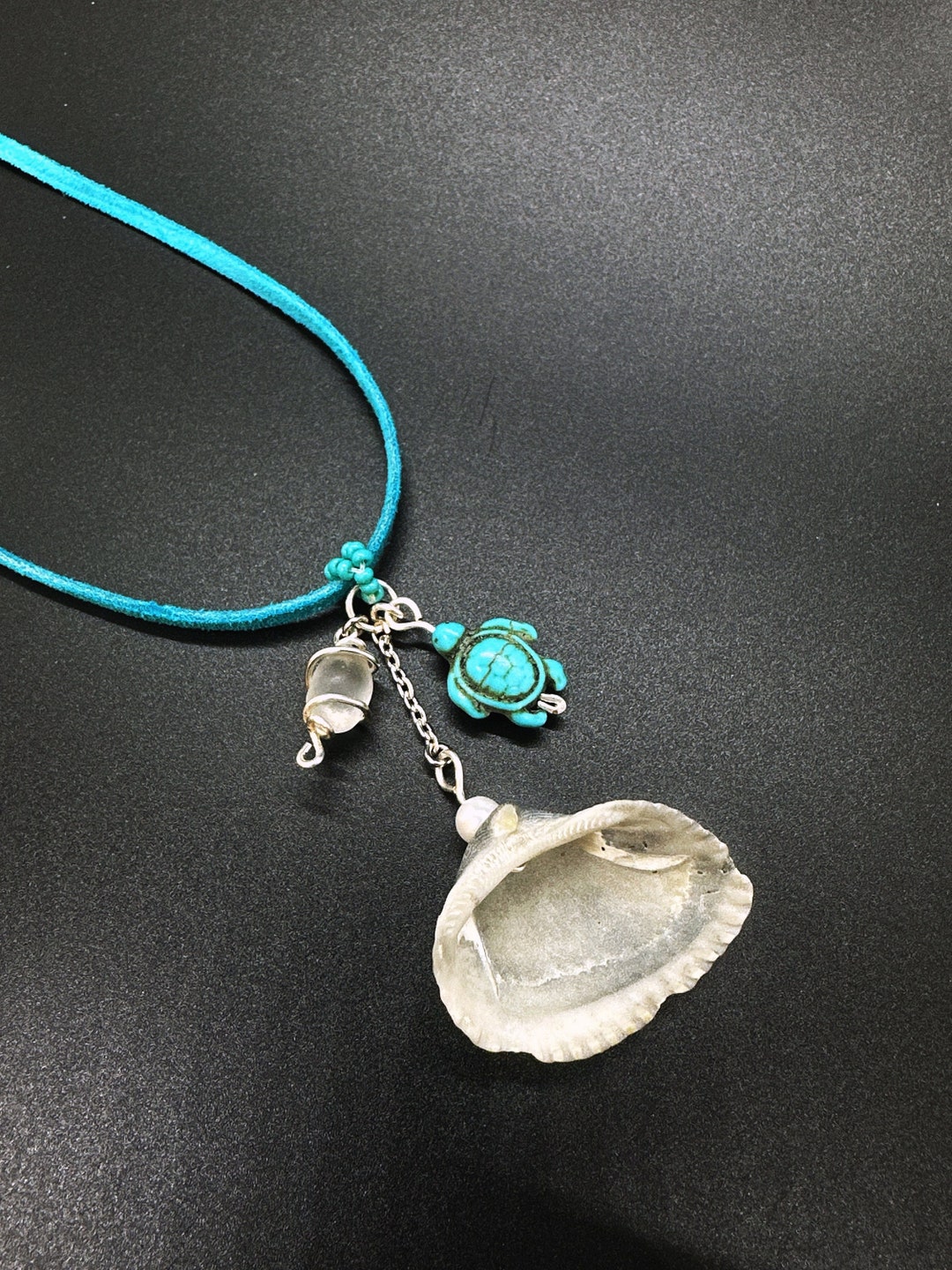 Seashell Necklace, Recycled Florida Seashells, Ocean Pendant, Sea Glass ...