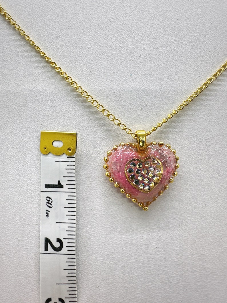 Pink Heart Jewelry, Pink Heart Necklace, Glitter Heart Pendant ...