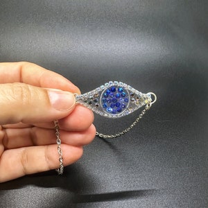 Rhinestone Evil Eye Necklace: Handmade Resin Protection Amulet - Etsy