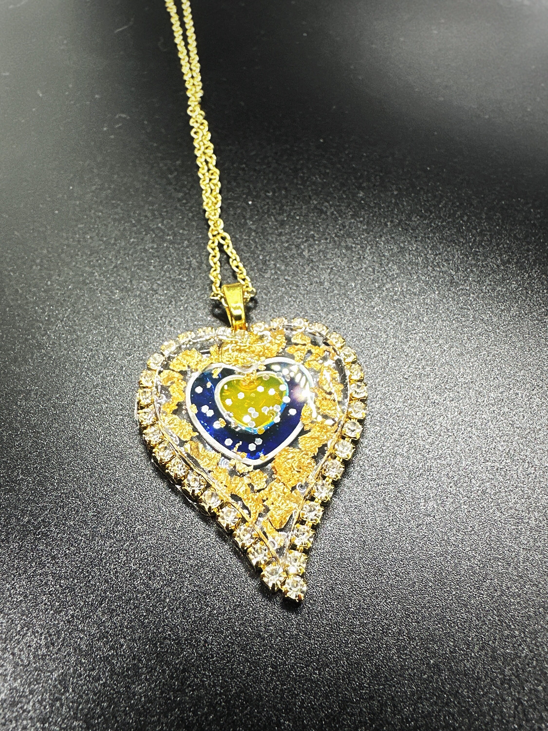 Ukraine Jewelry, Stand With Ukraine Gift, Rhinestones Heart, Heart ...