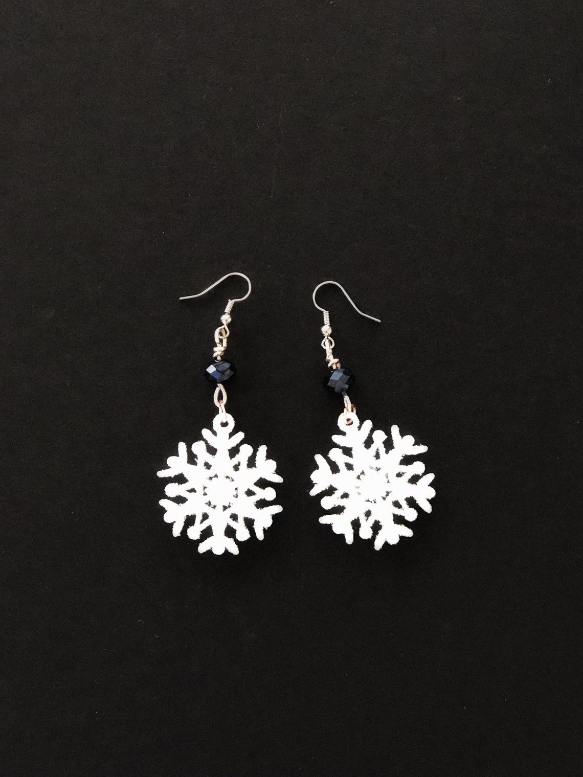 Snowflake Earrings Christmas Jewelry Swarovski Dangle Unique Handmade ...