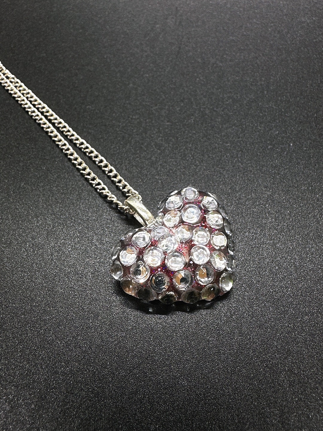 Heart Jewelry, Rhinestone Heart Necklace, Glitter Heart Pendant ...