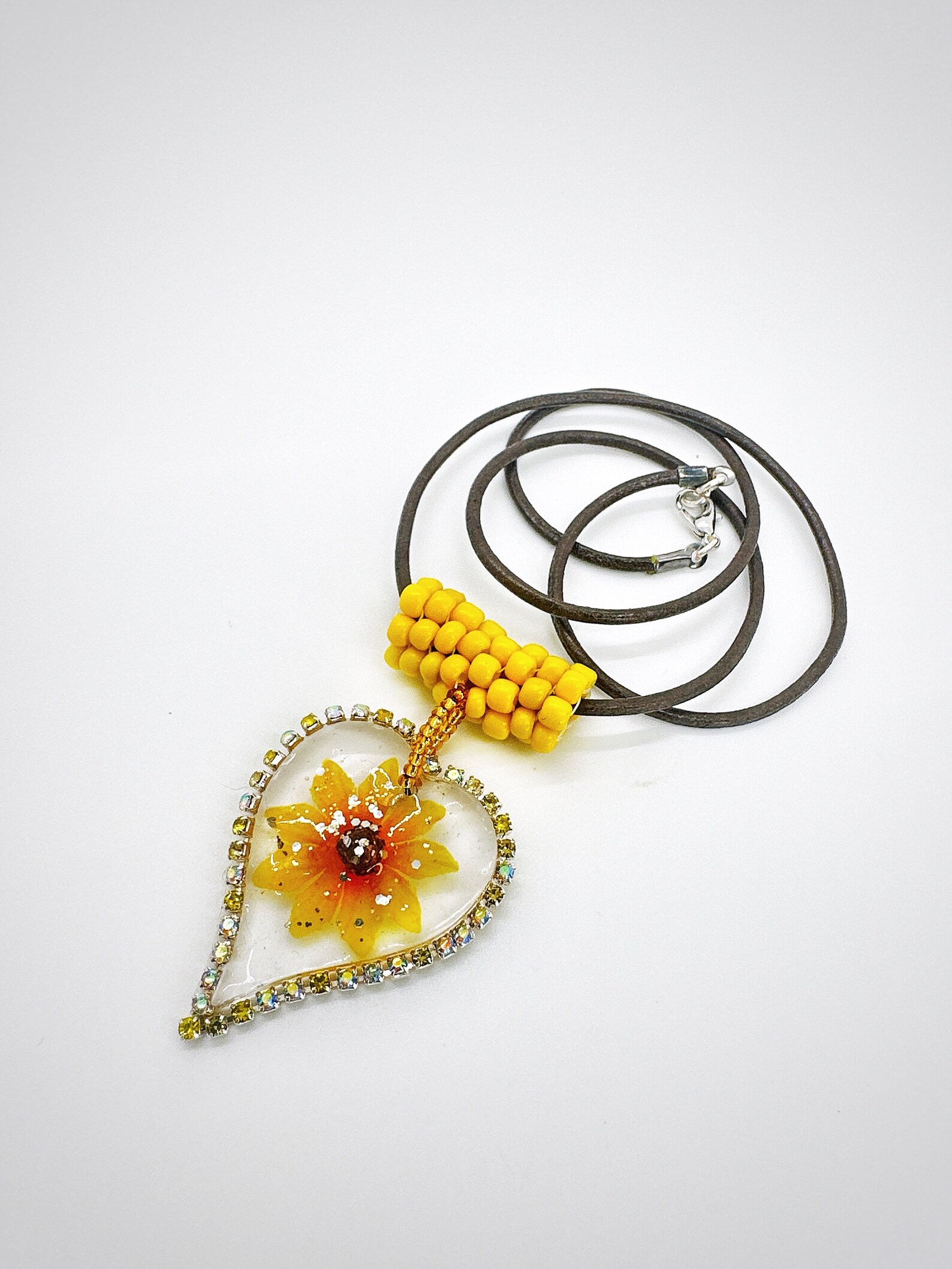 Heart of Ukraine Jewelry, Sunflower Necklace, Stand With Ukraine, Blue ...
