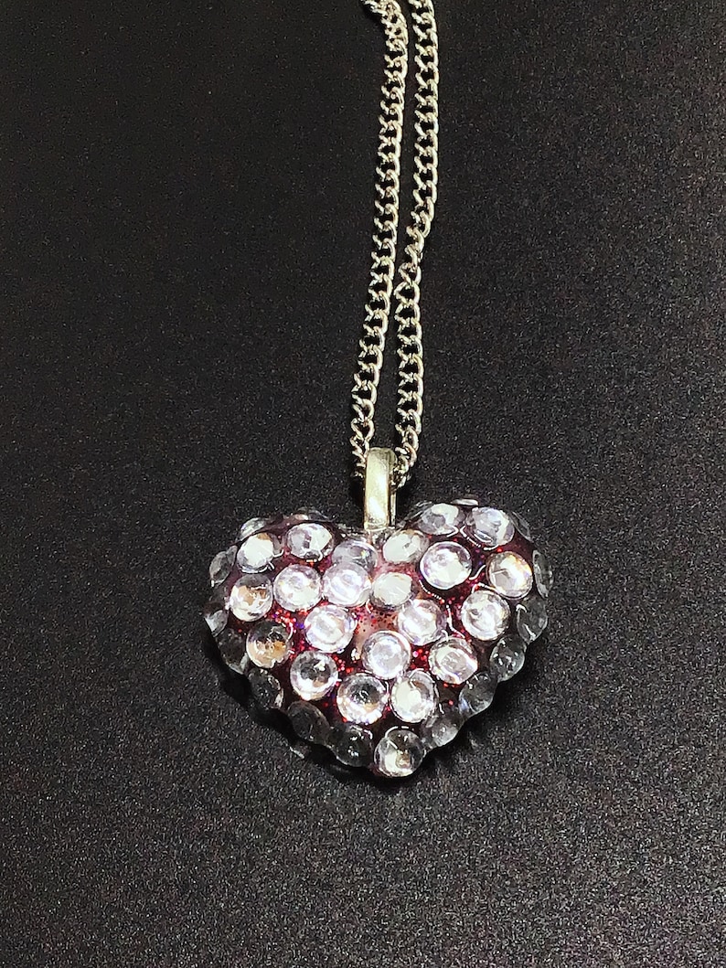 Heart Jewelry, Rhinestone Heart Necklace, Glitter Heart Pendant ...