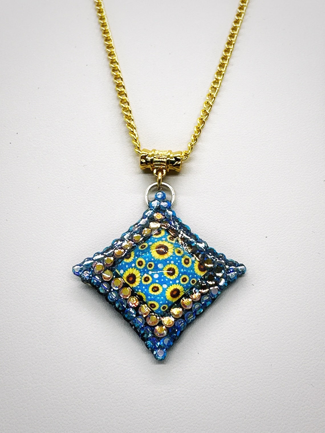 Ukraine Jewelry, Sunflower Necklace, Rhinestone Jewelry, Support ...