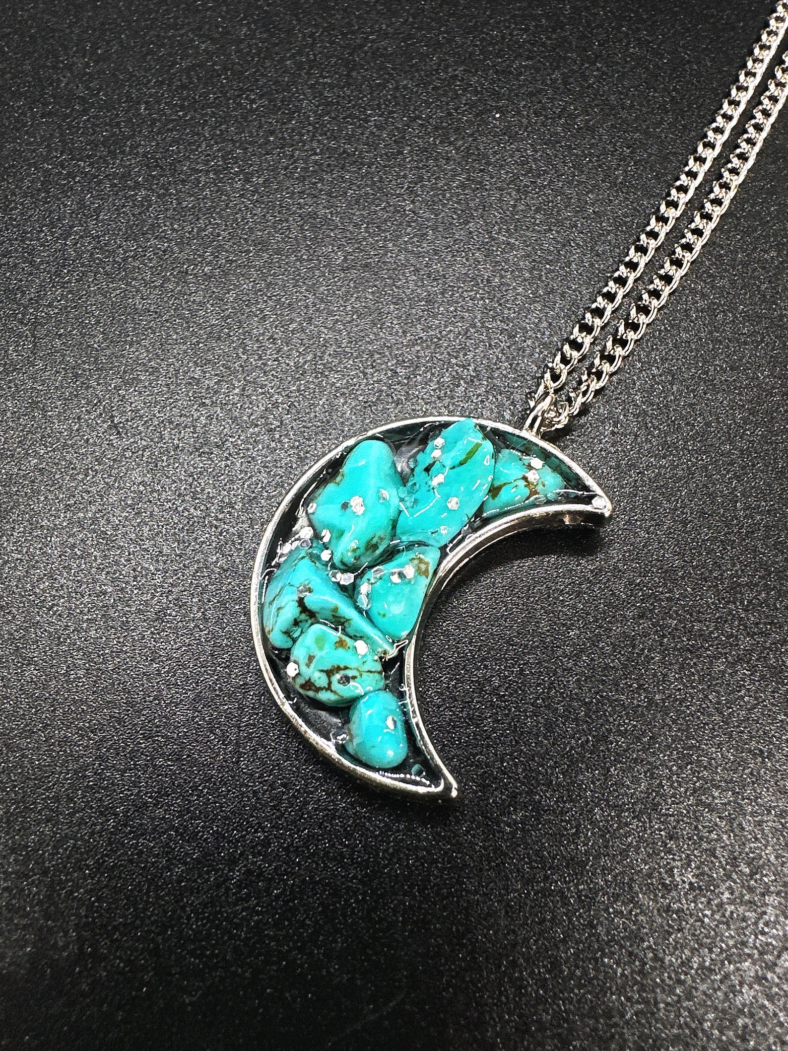 Crescent Moon Jewelry, Crystal Moon Necklace, Turquoise Howlite Pendant ...