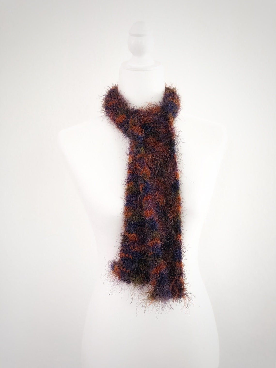 SALE Fuzzy Scarf Knit Scarf Unisex Unique Handmade Fall - Etsy