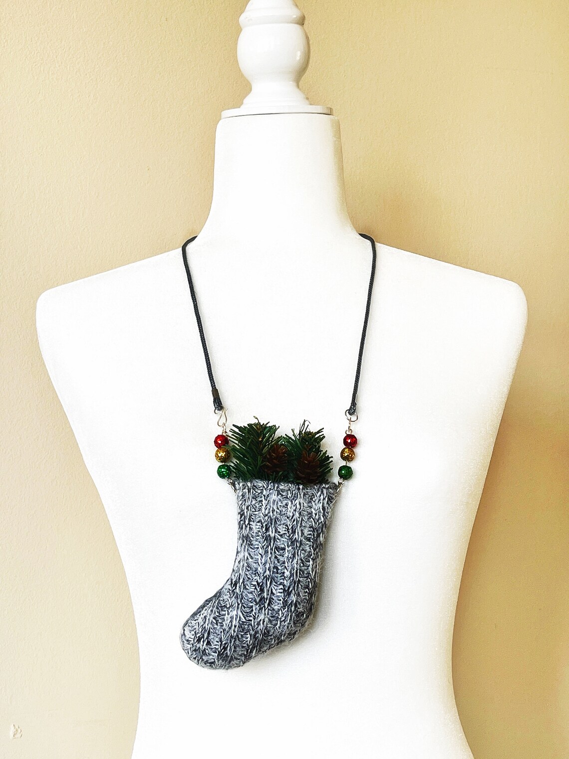 Ugly Christmas Statement Jewelry Repurposed Stocking Necklace Fun ...